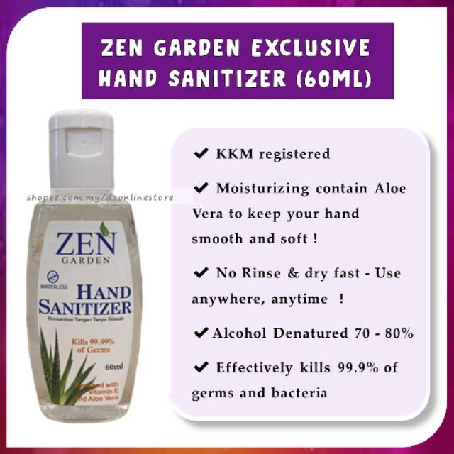 Zen Garden Exclusive Hand Sanitizer (60ml) | Shopee Malaysia