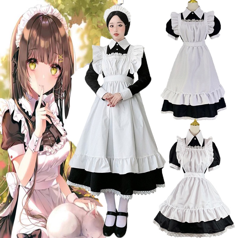 【Ready】 Women Cute Maid Outfit Anime Long Dress French Court Maid Dress ...