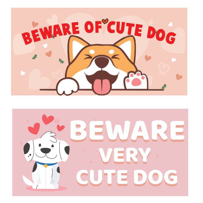 Beware of Cute Dog Sticker Pet Accessories 宠物 Wall Art Home Deco Sign ...