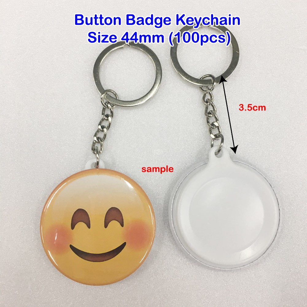 Button Badge keychain (long chain) size 44mm blank material 100pcs/pkt ...