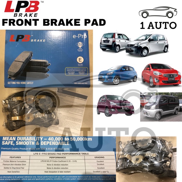 LPB E-PRO SEMI METALLIC FRONT BRAKE PAD PERODUA VIVA 660 850 1.0 ...