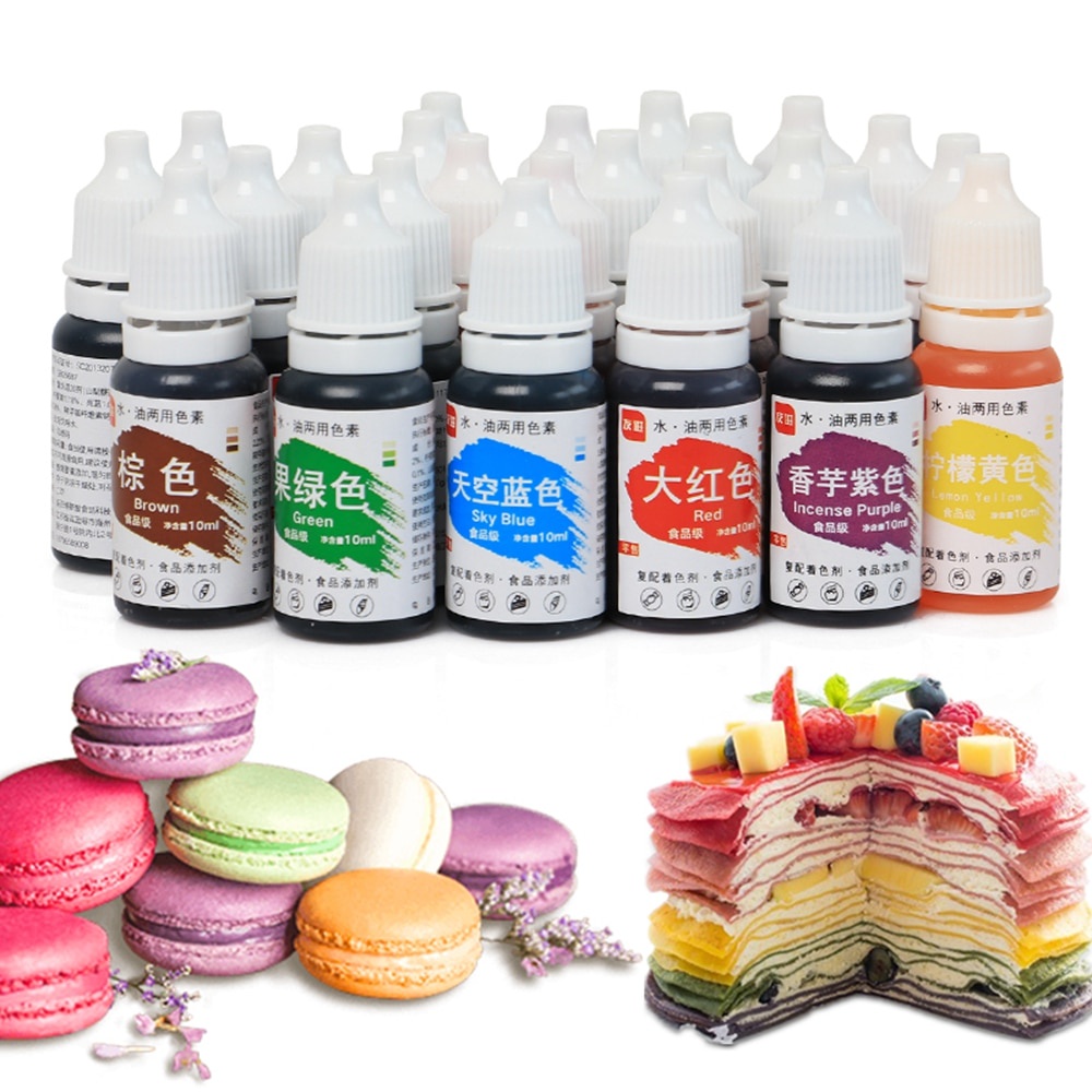 24 Colors 10ML Edible Pigment Cream Food Coloring Ingredients Cake ...