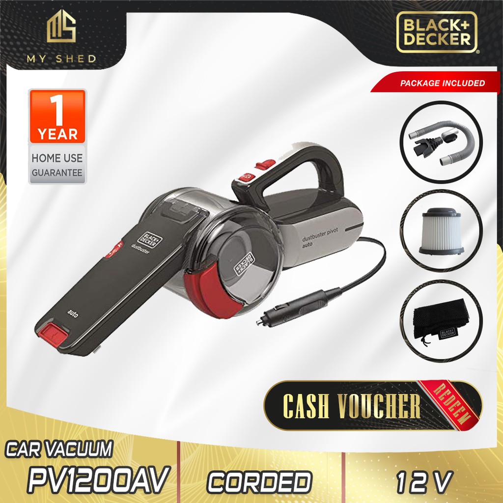 BLACK & DECKER PV1200AV-B1 12V Dustbuster Pivot Car Vacuum ( PV1200 ...