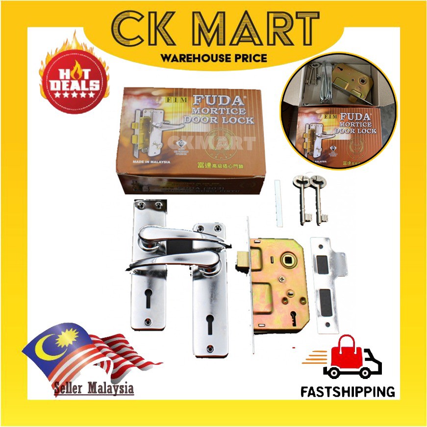 FUDA Mortice Lock 2-Level Mortise Grill Door 2 Lever /Kunci Pintu Level ...