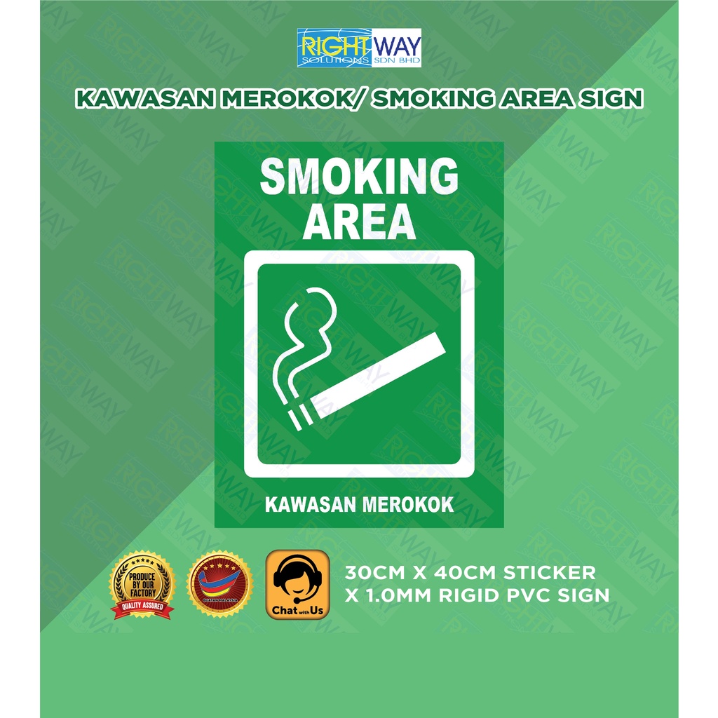 KAWASAN MEROKOK/ SMOKING AREA SIGN 400MM X 300MM X 1.0MM RIGID PVC SIGN ...