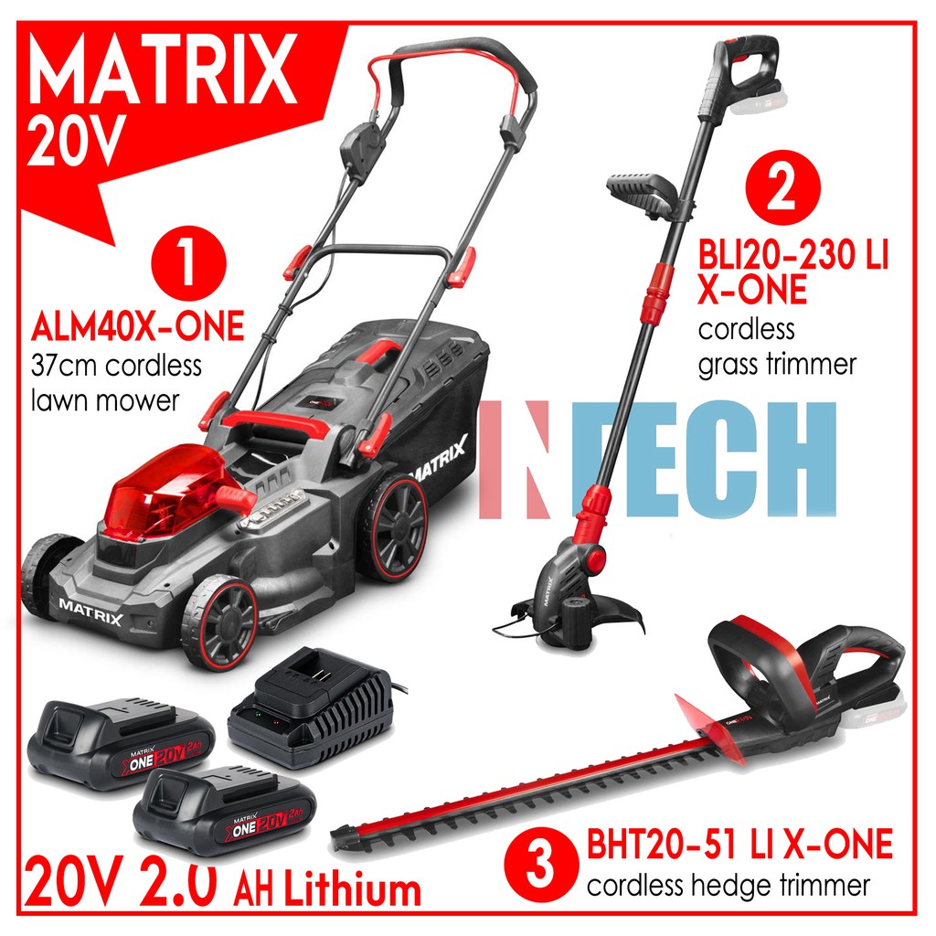 MATRIX COMBO 20V CORDLESS LAWN MOWER + CORDLESS GRASS TRIMMER ...