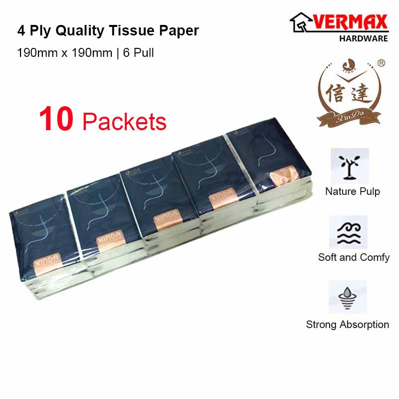 [Xinda] 10 Packet 4 Ply Pocket Tissue / Small Portable Tissue Paper / 6 ...