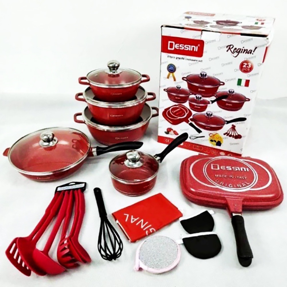 Dessini 23in1 Granite Non Stick Set Casserole Cookware Set Double Sided ...