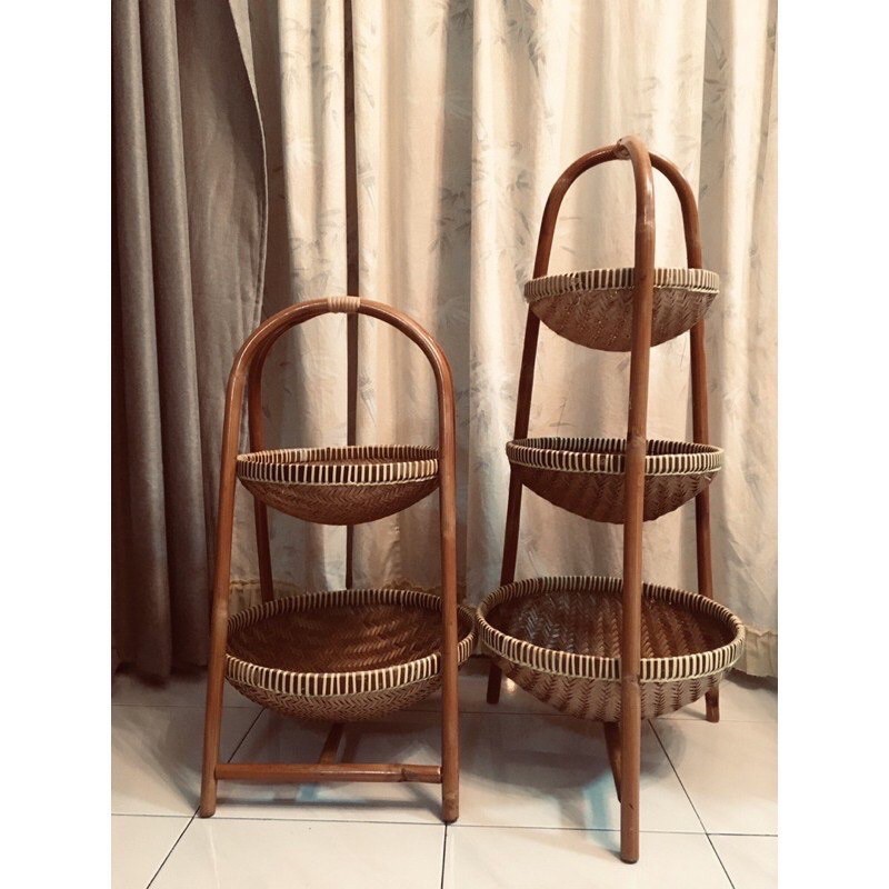 rak rotan bulat/RAK BAWANG ROTAN (2 & 3 TINGKAT) | Shopee Malaysia