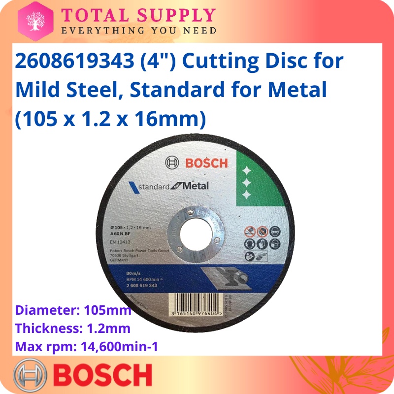 2608619343 BOSCH 4" Cutting Disc Standard for Mild Steel Metal 105 x 1. ...