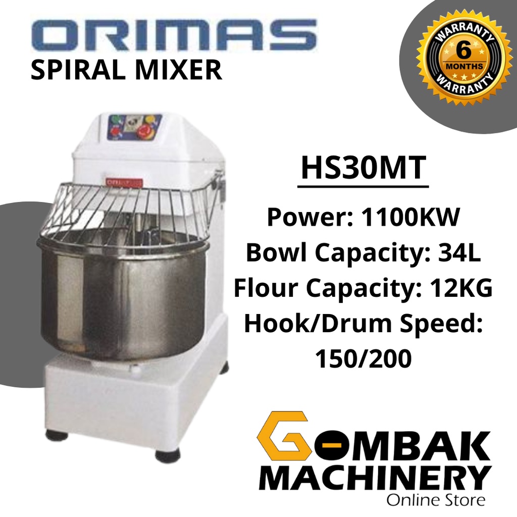 ORIMAS/GOLDEN BULL HS30MT 34Liter 12KG Spiral Mixer Food Dough Mixer ...