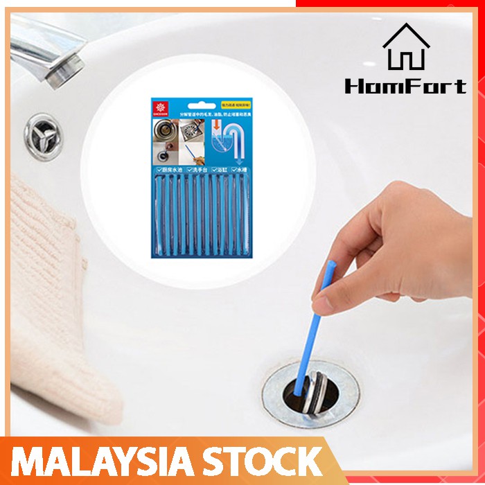 12PCS Set Sewer Cleaning Sticks Decomposition of Hair Waste in Pipes ...