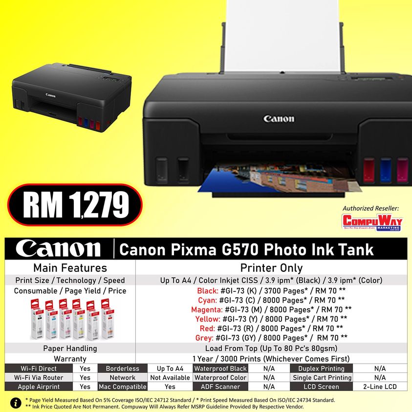 CANON PIXMA G570 INK TANK PRINTER | Shopee Malaysia