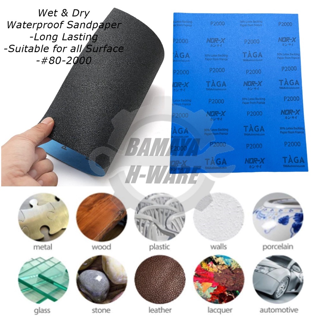NOR-X Wet & Dry Waterproof Sandpaper Grit 80-2000. High Quality ...