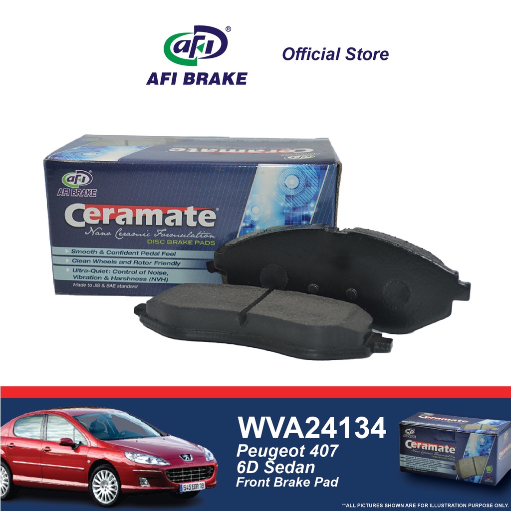 Ceramate Front Brake Pad - Peugeot 407 6D Sedan - WVA24134 (1set ...