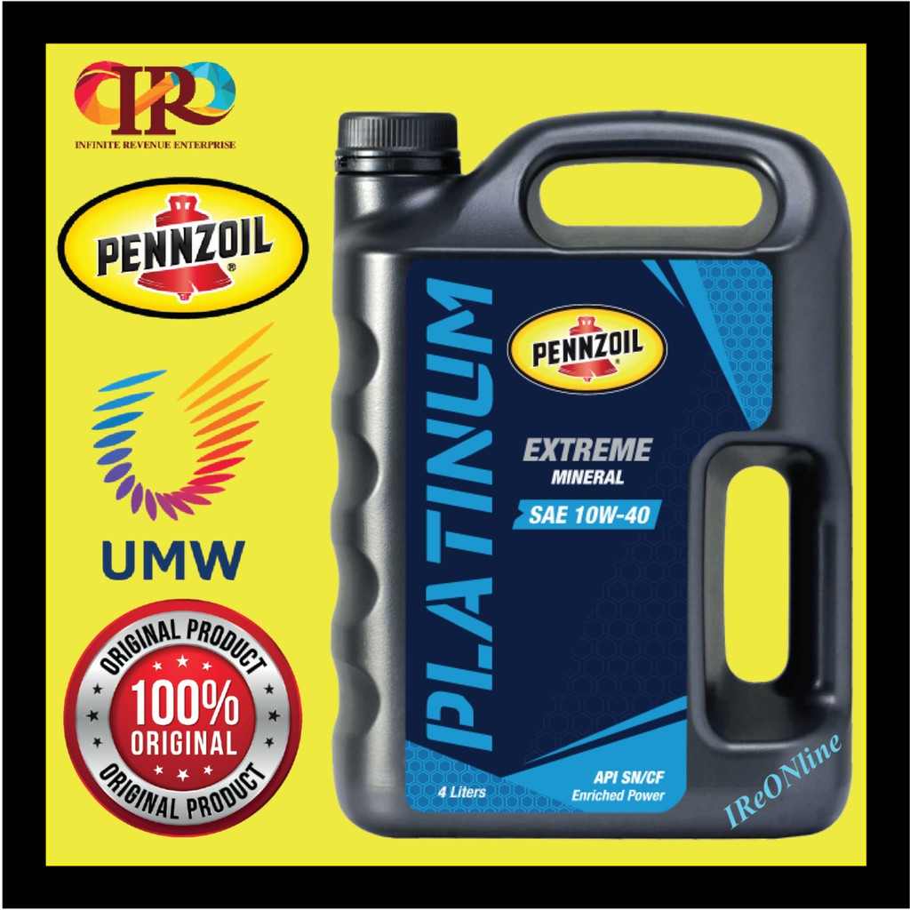 PENNZOIL SAE 10W-40 ENGINE OIL PLATINUM EXTREME 4L | Shopee Malaysia