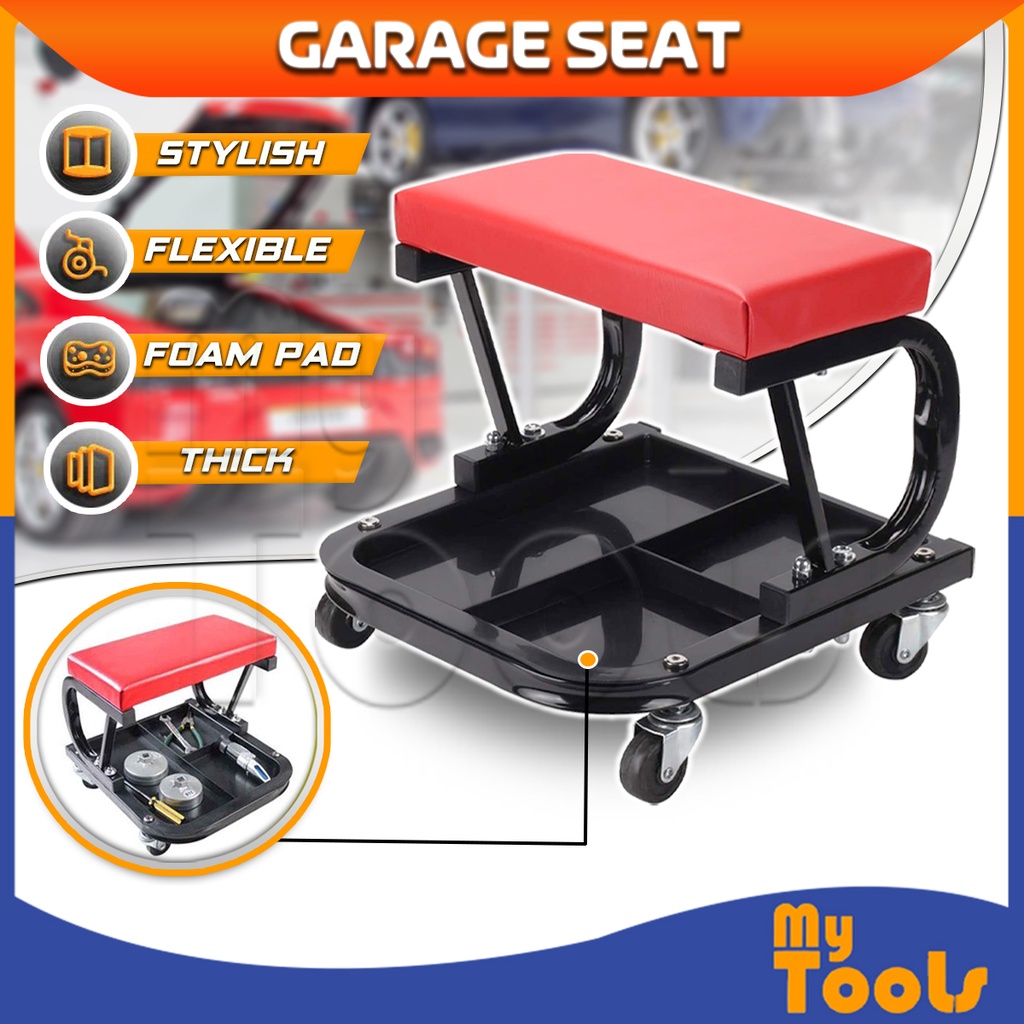 Mytools Creeper Garage Workshop Seat Padded Mechanic Stool with Tool Tray | Shopee Malaysia