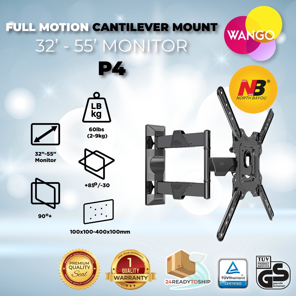 NB NORTH BAYOU P4 32 TO 55 INCH LED LCD TV WALL MOUNT FULL MOTION 3 ...