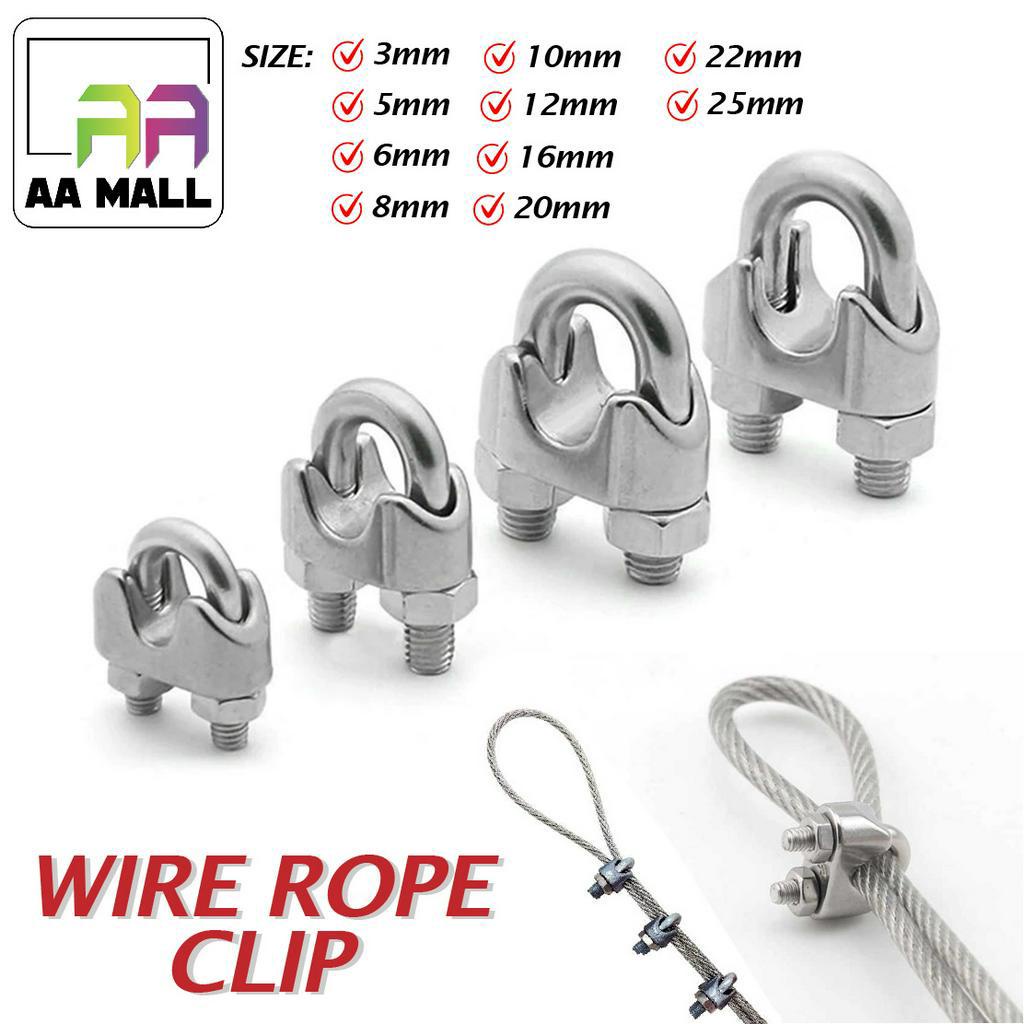 AA MALL Galvanized Iron Wire Rope Clip U-Bolt Clamp (12mm,16mm,20mm ...
