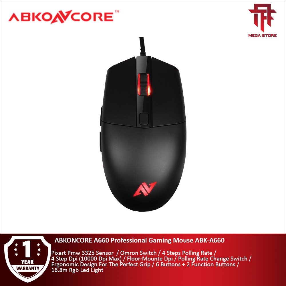ABKONCORE A660 Professional Gaming Mouse 16.8M RGB PIXART PMW 3325 Sensor - ABK-A660 | Shopee ...
