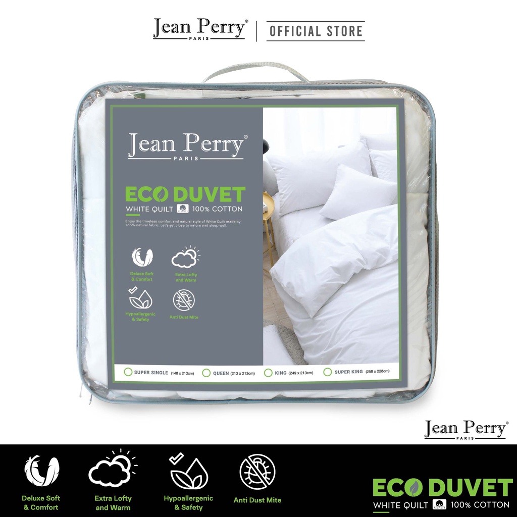 Jean Perry Eco Duvet White Quilt - (QUEEN/ KING/ SUPER KING) | Shopee ...