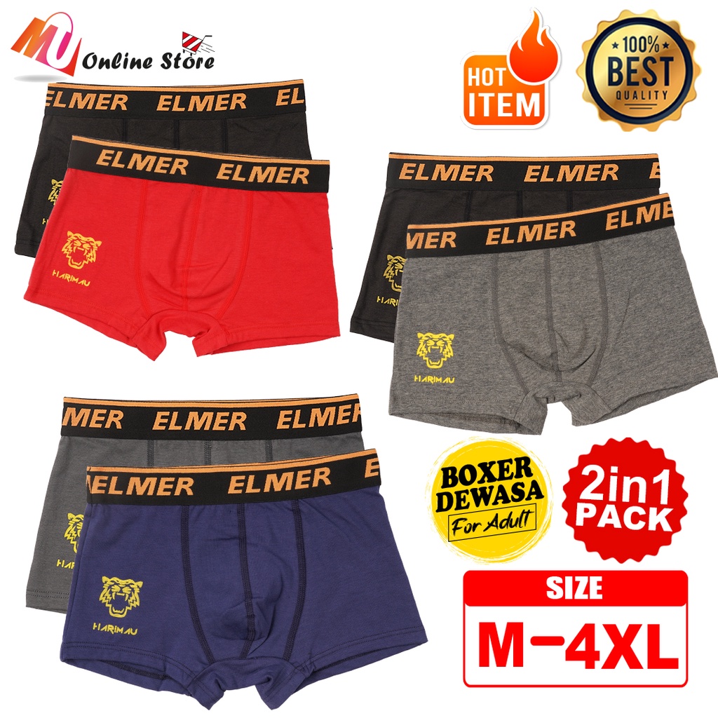 MU SET BOXER LELAKI DEWASA 2IN1/ MEN BOXER/ BOXER DEWASA LELAKI/ SPENDER LELAKI DEWASA/ SELUAR ...