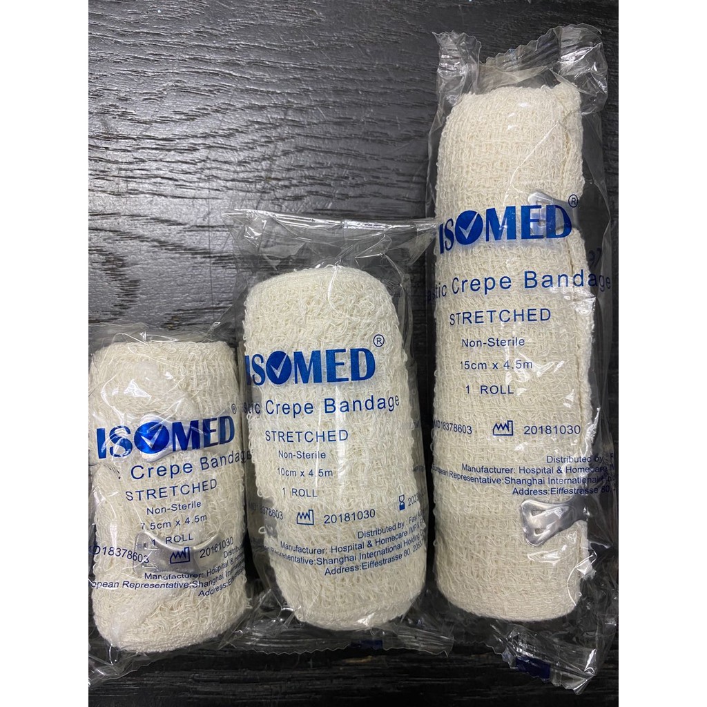 ISOMED ELASTIC CREPE BANDAGE STRETCHED NON-STERILE 4.5M(7.5CM OR 10CM ...