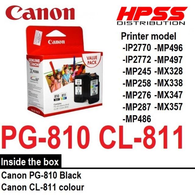 CANON PG810 CANON PG810 PG-810 810XL BLACK CL811 CL-811 811XL COLOR ...