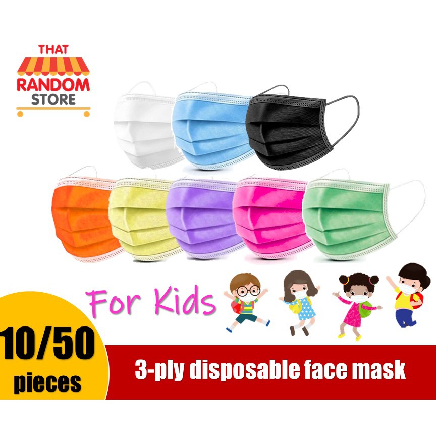 【For Kids】10 & 50 pcs 3-ply Disposable Children Face Mask | Shopee Malaysia