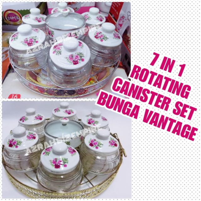HOT! 7 IN 1 BALANG KUIH RAYA BUNGA VANTAGE/BEKAS KUIH KACA ROTATING ...