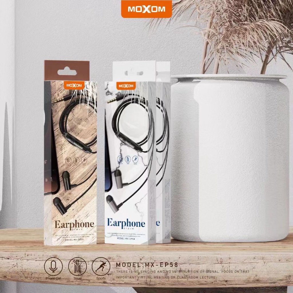ORIGINAL Moxom MX-EP58 Music Earphones Bravo Bass In Ear With Mic 3.5mm ...