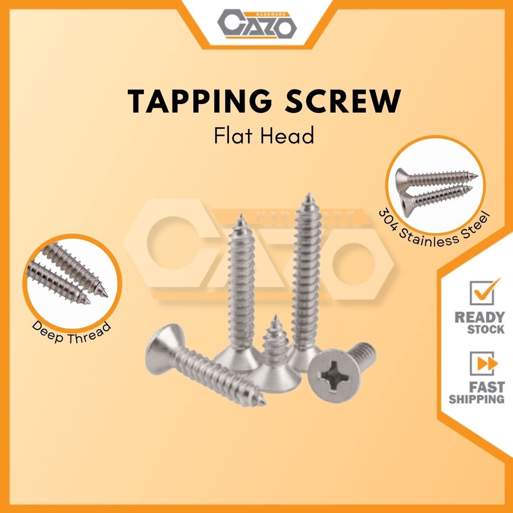 304 Stainless Steel Screw Self Tapping Screw Wood Screw Tools Flat Head ...