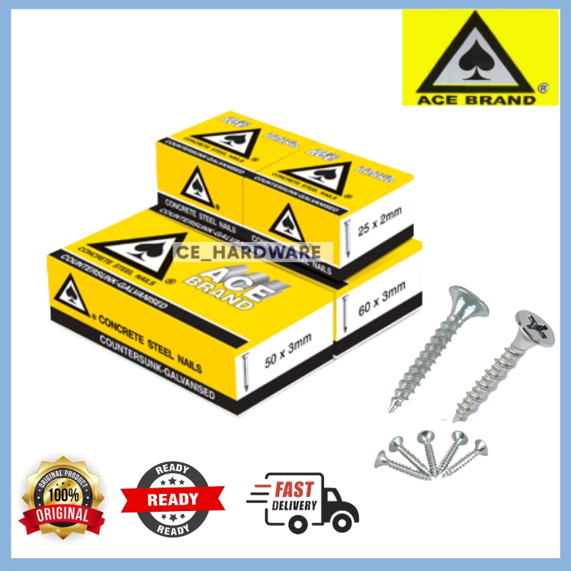ACE BRAND GALVANISED FLAT HEAD -COUNTERSUNK STEEL CONCRETE NAIL PAKU ...