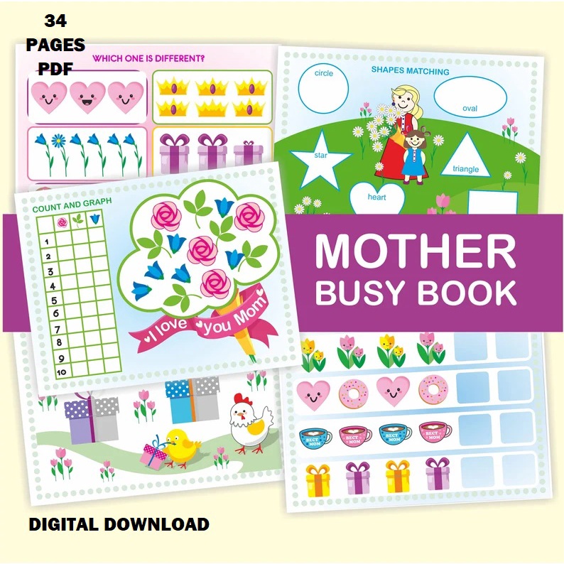 419 Mother's day Busy Book (PDF) Kids learning binder Montessori Quiet ...
