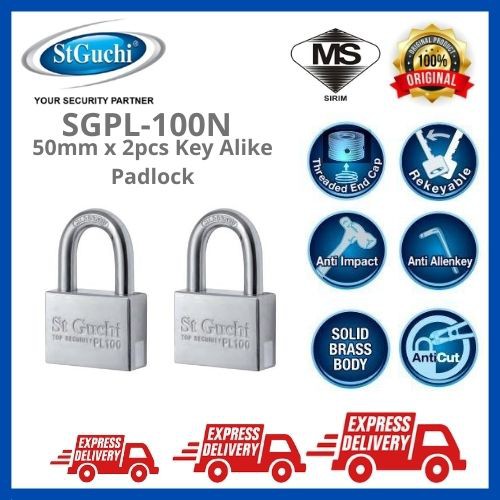 St Guchi SGPL-100N 50mm x 2pcs Heavy Duty Padlock | Shopee Malaysia