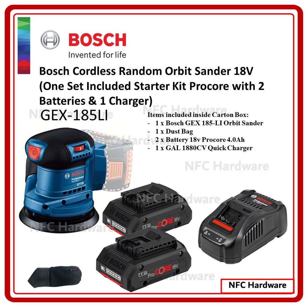 BOSCH GEX-185LI Cordless Random Orbit Sander 18V | Shopee Malaysia