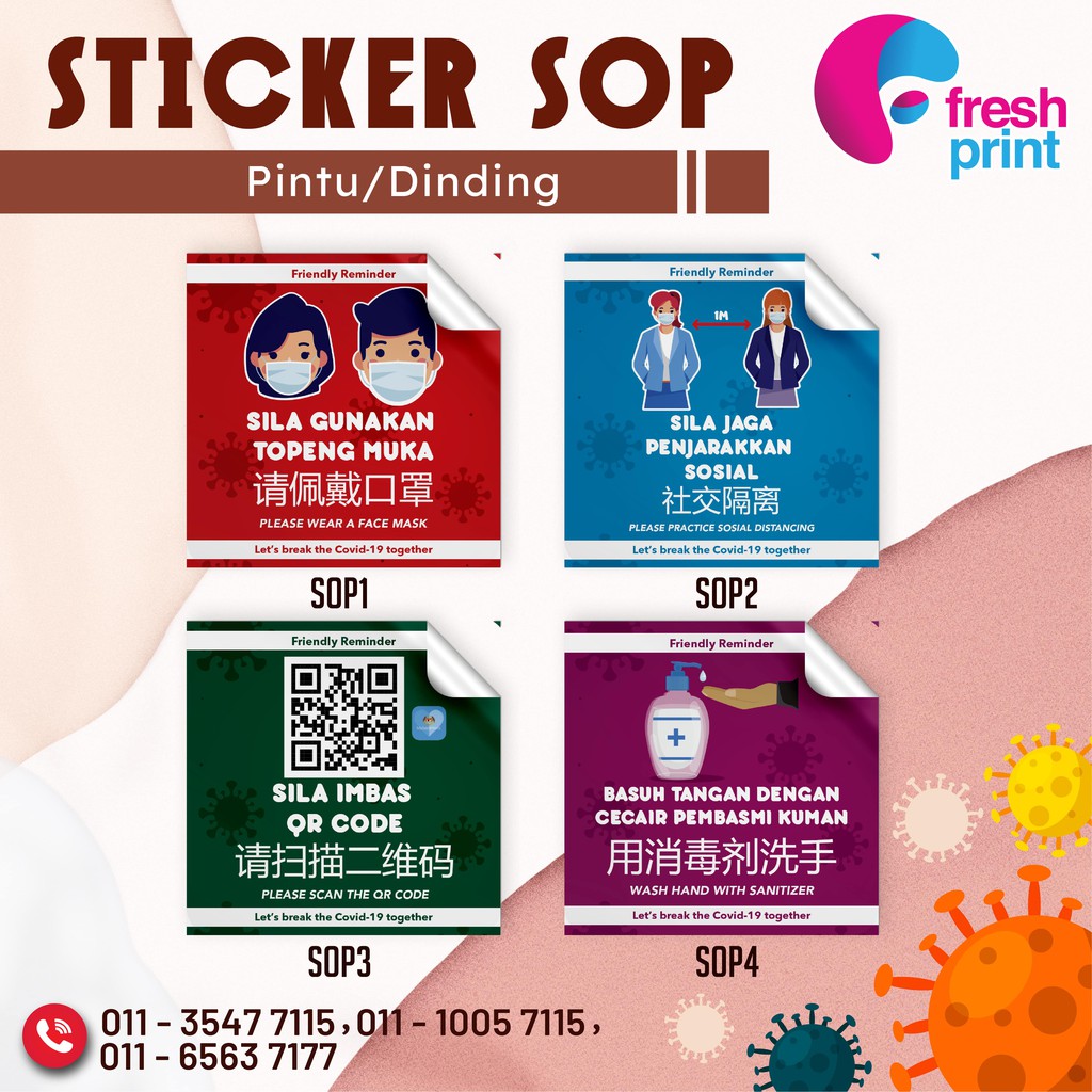 SOP Sticker High Quality READYSTOCK (1 Set - 4pcs) | Shopee Malaysia