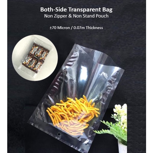 (50pcs) Both-Side Transparent Bag / 3 Side Seal Bag / Transparent Bag ...