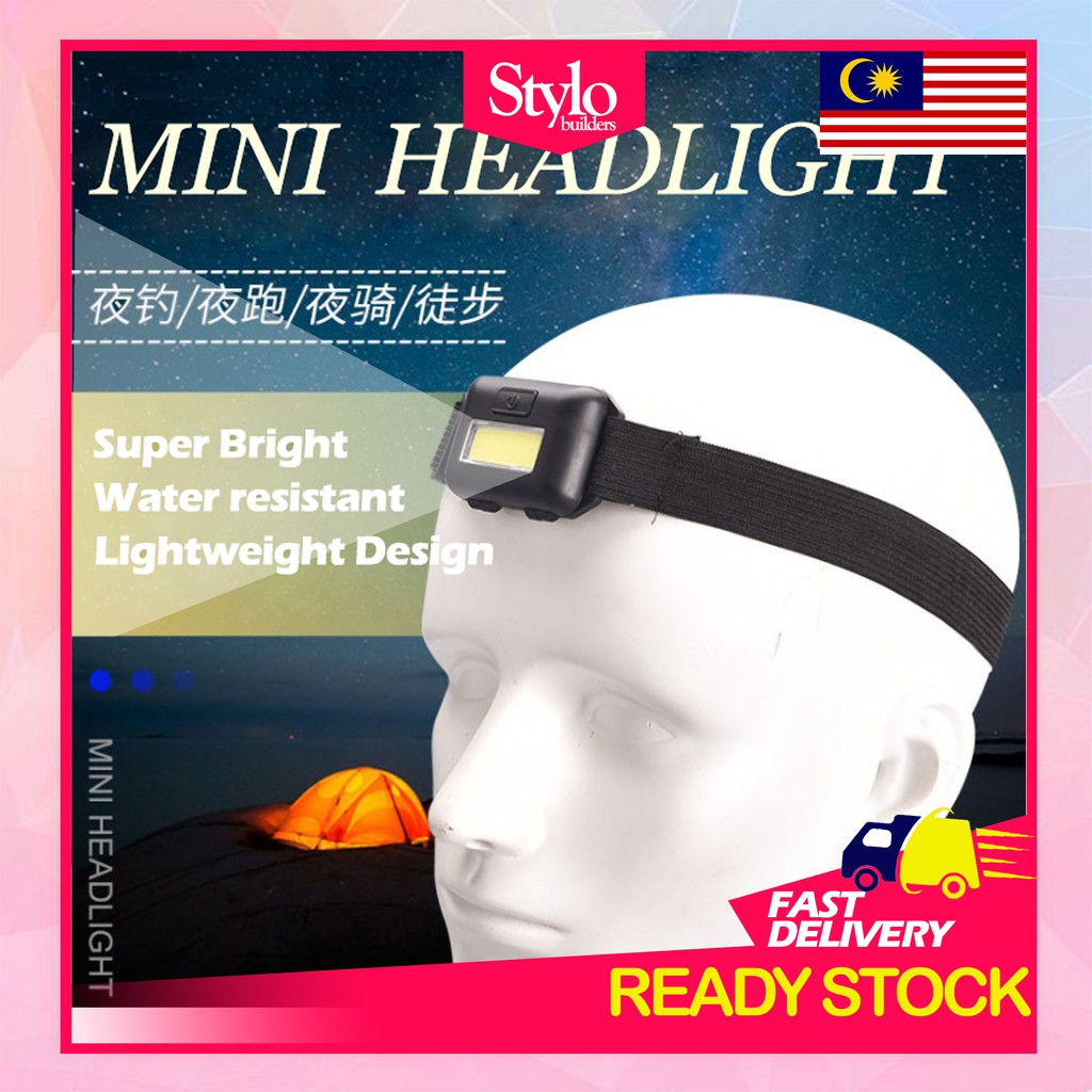 🇲🇾Ready Stock🔥COB LED Mini Headlamp Headlight Adjustable Camping Torch ...