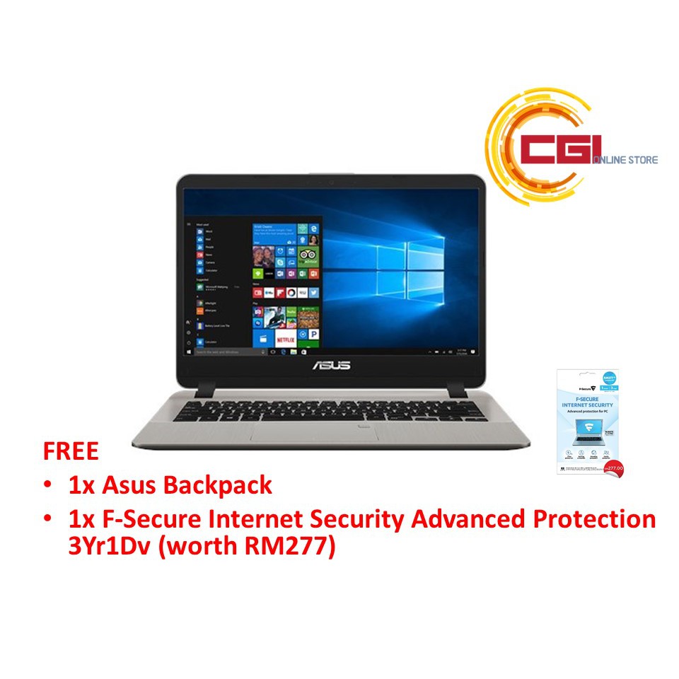 Asus Vivobook A407M-ABV037T 14" Laptop - Gold (N4000,4GB,500GB,INTEL HD ...