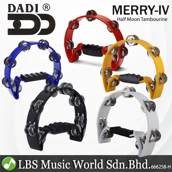 Dadi 2000-1.1 Merry IV Double Cut Away Half Moon Tambourine with Jingle ...
