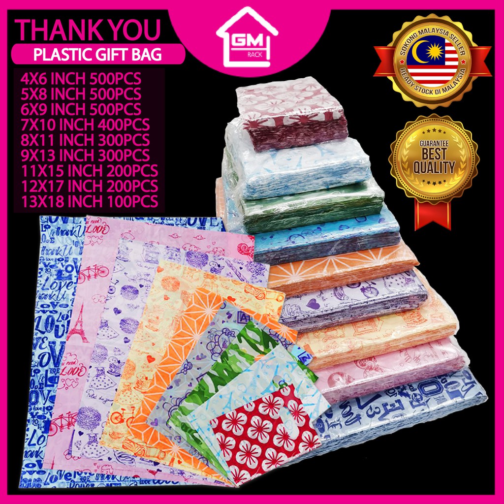 [GMRACK] THANK YOU BAG GOODIES BAG GIFT BAG PLASTIK BAG BERCORAK DOOR ...