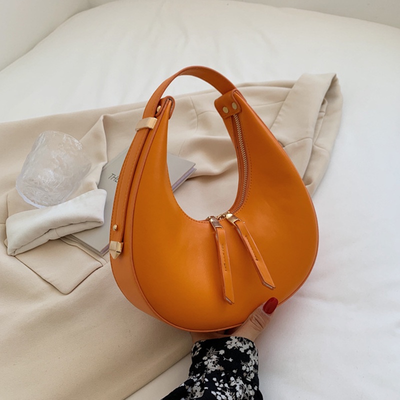 New High-quality Crescent-shaped PU Leather Women's Handbag Solid Color ...