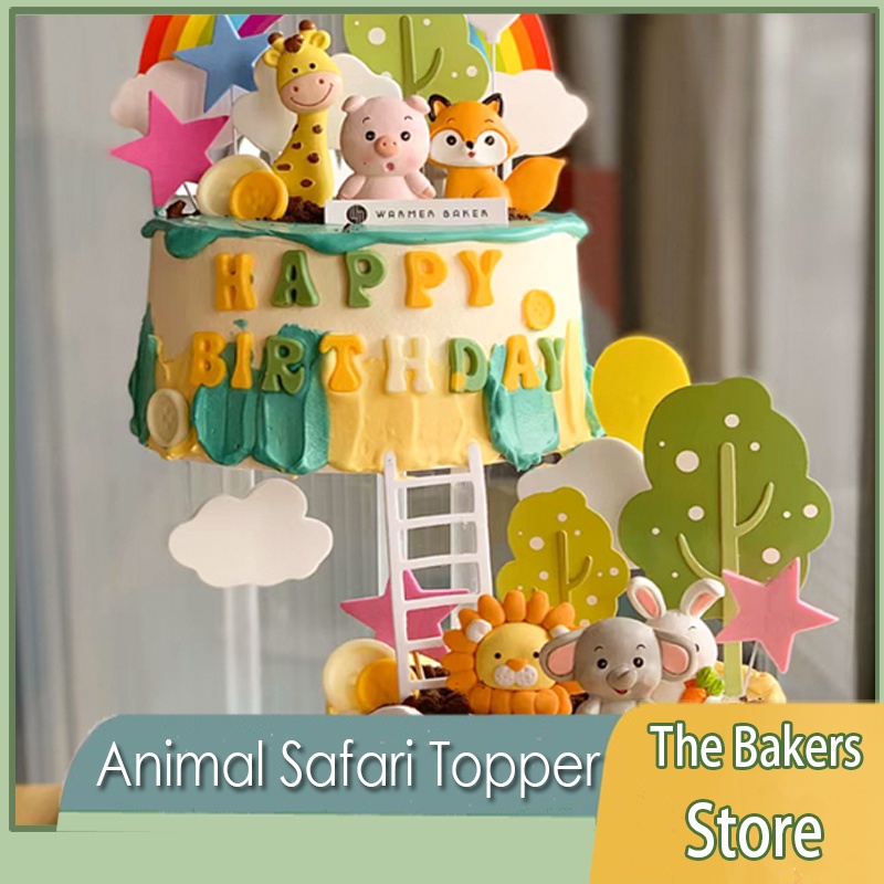 Safari Animal Cake topper Lion Tiger Fox Elephant Panda Figurine Toy ...
