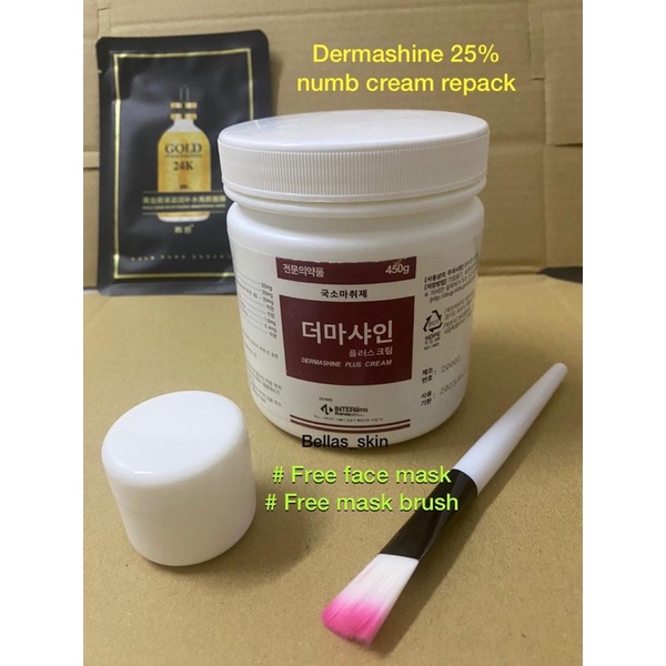 Dermashine 25% 30g numb cream repack free 2 gift ( face mask and mask ...
