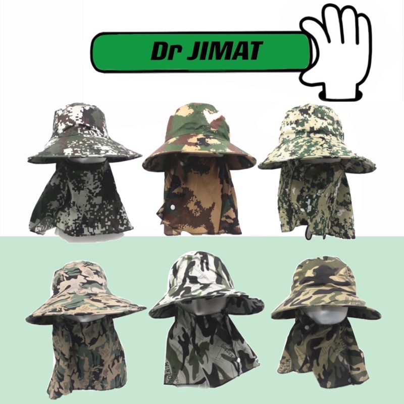Topi Askar Anti UV Topi Kerja Hadang Panas Penutup Muka Army Hat Full ...