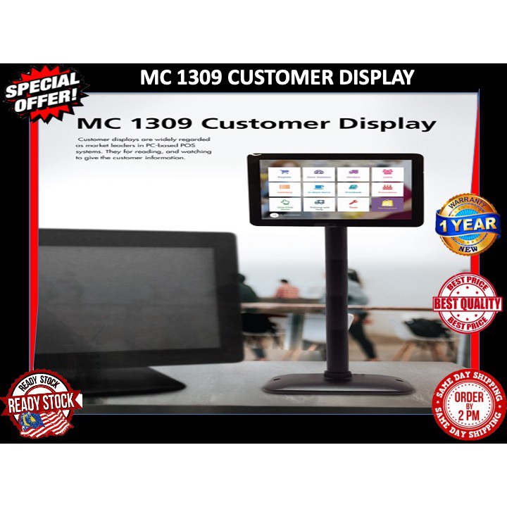🇲🇾Ready Stock 🇲🇾 MC1309 8" Inch Wide Customer Displays Monitor | Shopee Malaysia