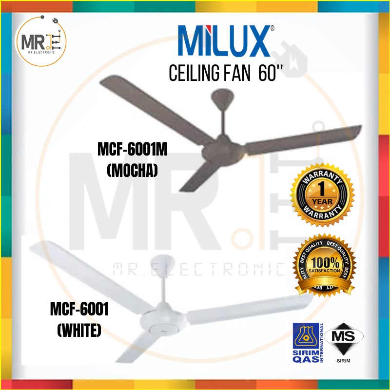 Milux MCF-6001 / MCF-6001M 5-Speed 3-Blade 60" Regulator Ceiling Fan ...