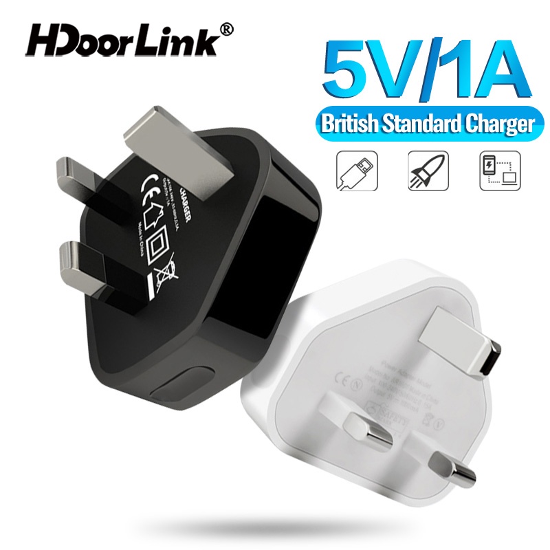 HdoorLink UK Plug 3 Pin Regulatory 5V 1A Universal Travel Charging Head ...