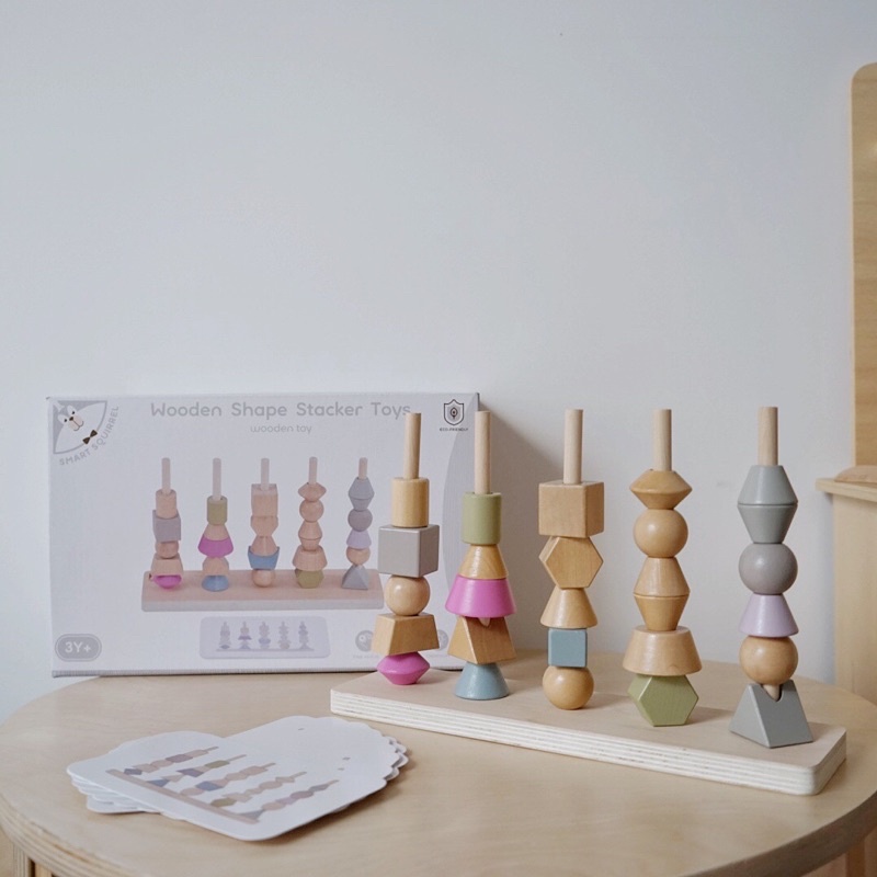 Kids Wooden Shape Stacker Toy Early Education Toy Shape Sorters ...